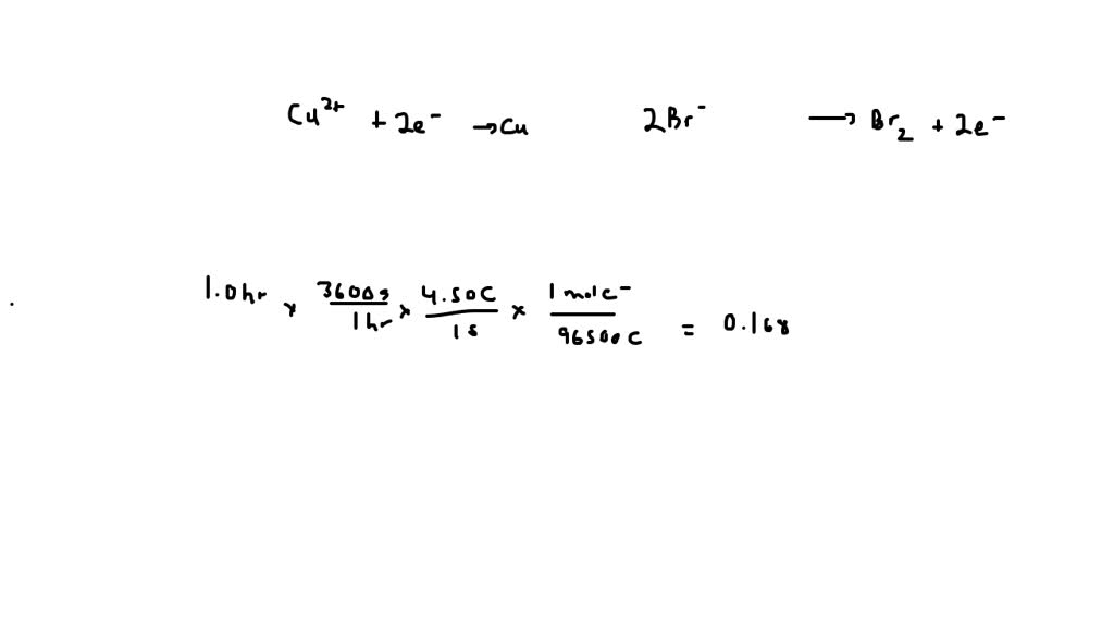 SOLVED:Calculate the amounts of Cu and Br2 produced in 1.0 h at inert ...