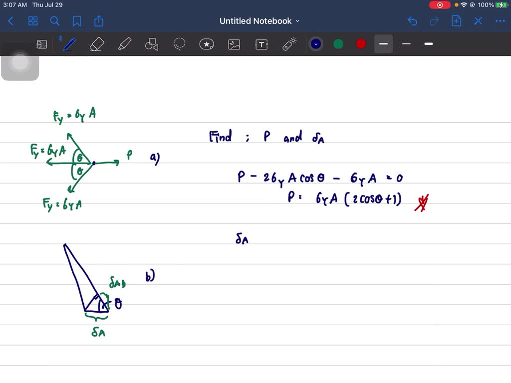 The three bars are pinned together and subjected to the load 𝐏. If each ...