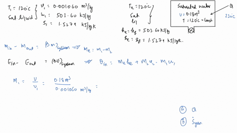 SOLVED: A 0.18-m^3 rigid tank is filled with saturated liquid water at 120^∘ C. A valve at the ...