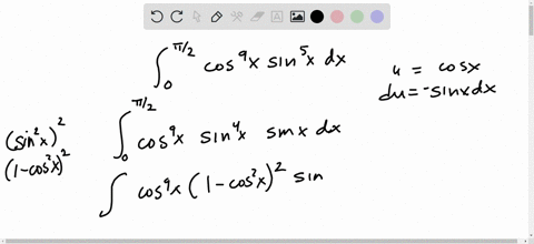 SOLVED:Evaluate the integral. ∫0^π/ 2 cos^9 x sin^5 x d x