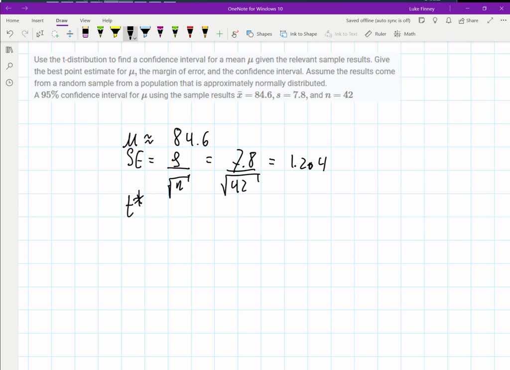 SOLVED:Use the t-distribution to find a confidence interval for a mean ...