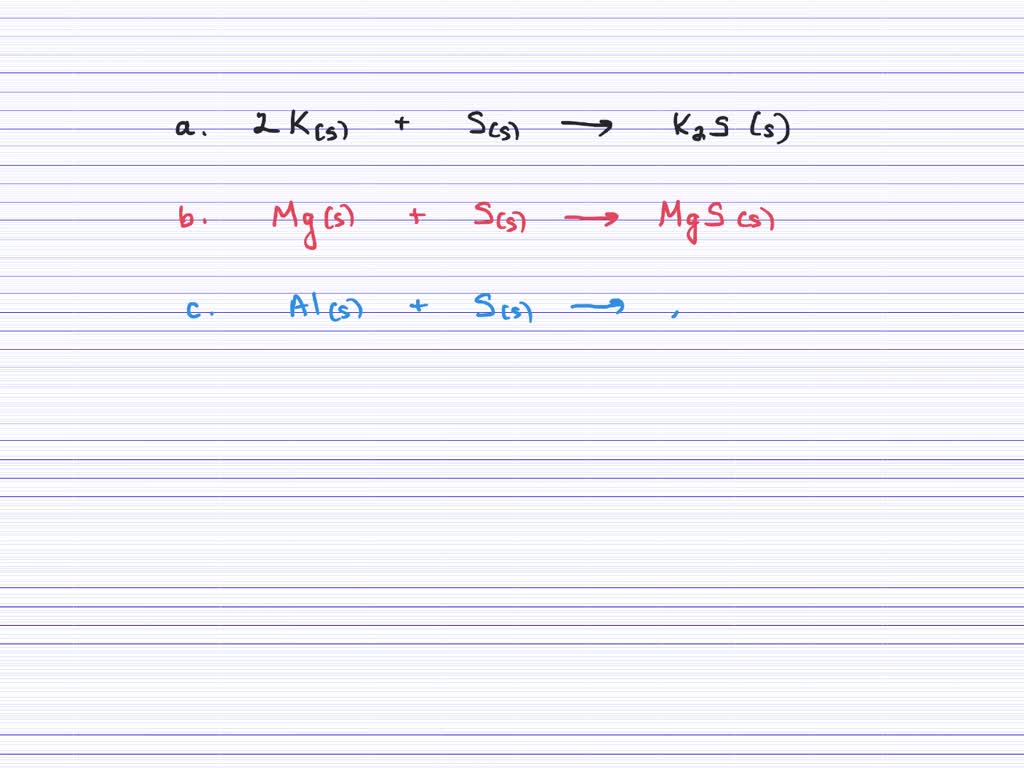 SOLVED:Write balanced equations for the reaction of sulfur with the ...