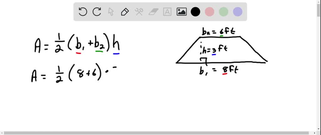SOLVED:The area of a trapezoid is given by A=(1)/(2)(b1+b2) h, where b1 ...