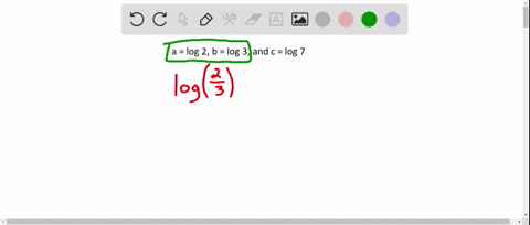 SOLVED:Let a=log2, b=log3, and c=log7. Use the logarithm identities to ...