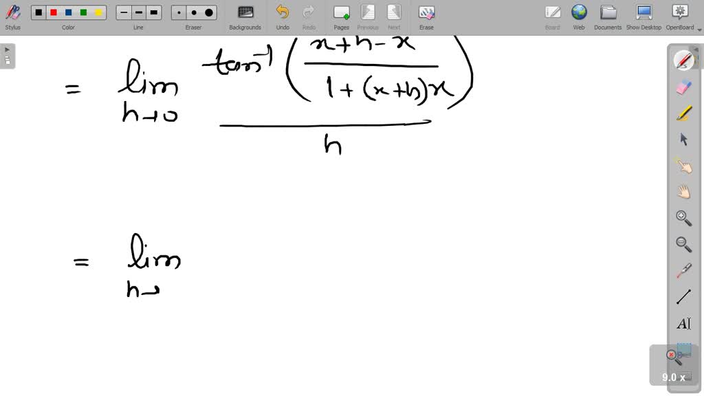 Find the derivative of y=f(x)=tan^-1 x, using first principle of ...