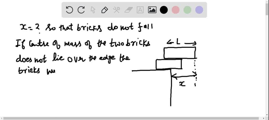 SOLVED:Two identical uniform bricks of length L are placed in a stack ...