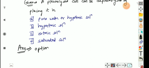 SOLVED:A plasmolysed cell can be deplasmolysed by (a) pure water or ...