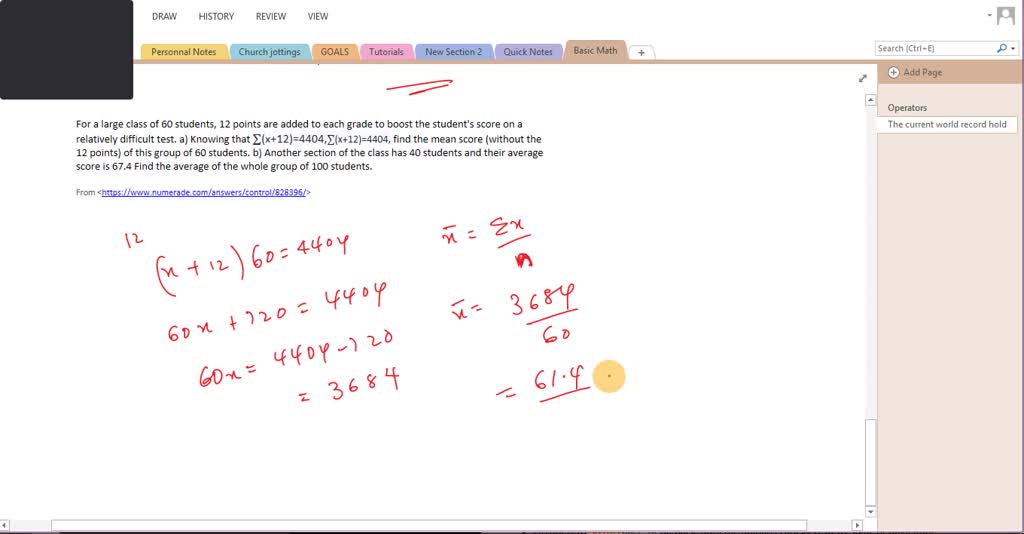 SOLVED:The average marks of the students in four sections A, B, C and D ...