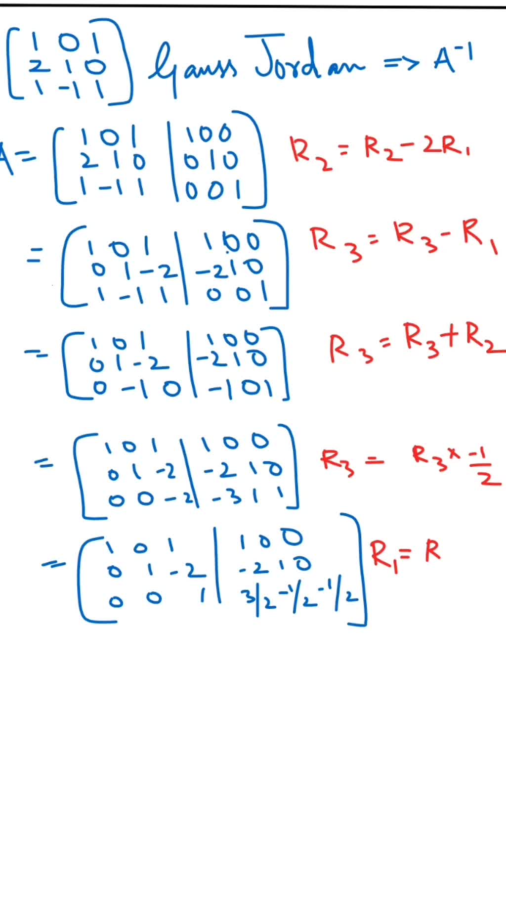 SOLVED Use The Gauss Jordan Method To Find A 1 If It Exists Check SOLVED Use The Gauss Jordan Method To Find A 1 If It Exists Check
