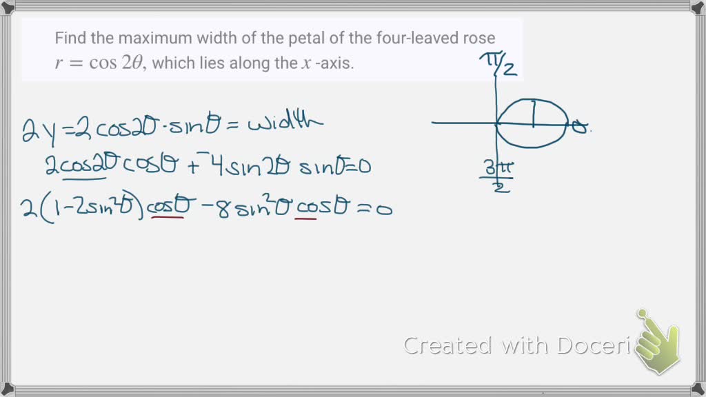 SOLVED: Find the maximum width of the petal of the four-leaved rose r ...