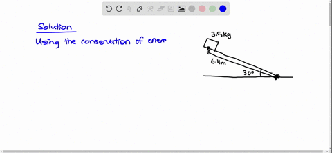 A block of mass 3.5 kg slides down a frictionless inclined plane of length 6.4 m that makes an ...