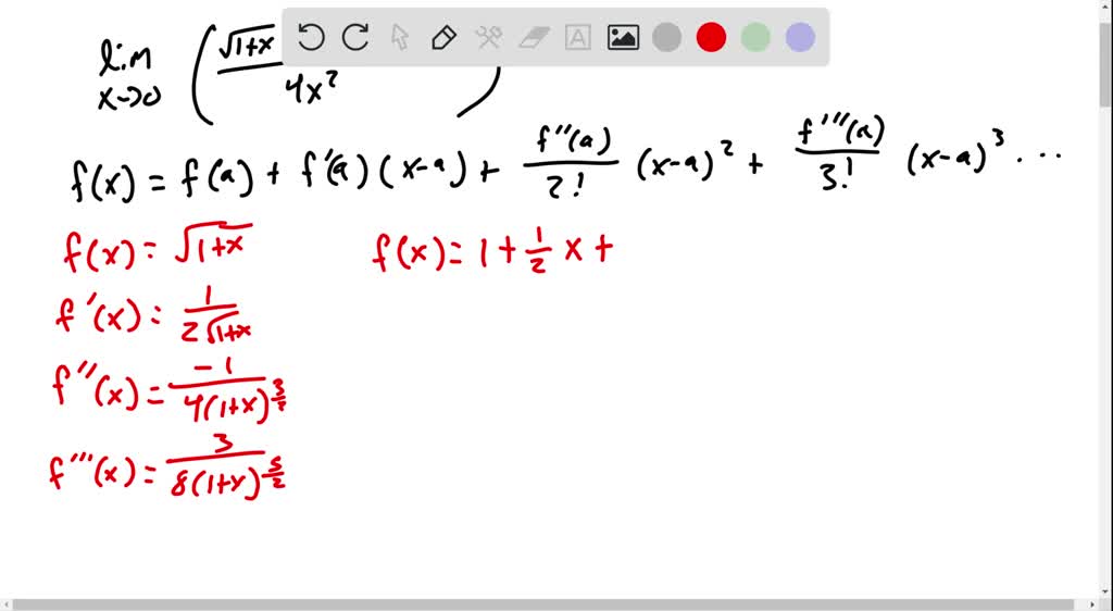 SOLVED:Evaluate the following limits using Taylor series. limx →0 (√(1 ...