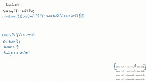 SOLVED:Find the exact value of each expression. cos(tan^-1 (4)/(3)+cos ...