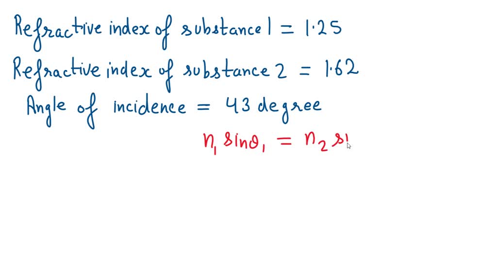 SOLVED:A beam of light in substance 1 (index of refraction = 1.25) has ...