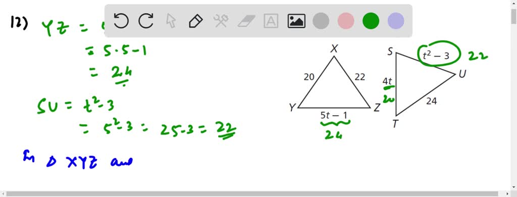 SOLVED:Show that the triangles are congruent for the given value of the variable. (FIGURE CANT ...