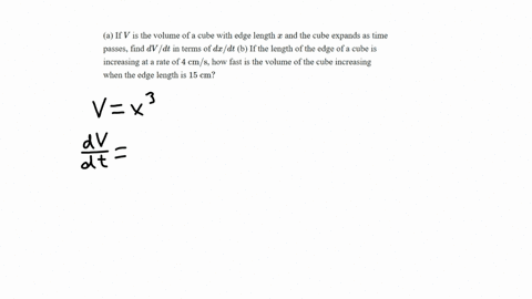⏩SOLVED:a) The volume, V, of a cube of side length x is given by… | Numerade