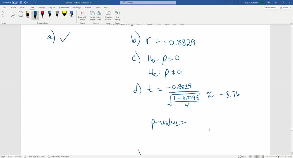 SOLVED:Perform the following steps. a. Draw the scatter plot for the variables. b. Compute the ...