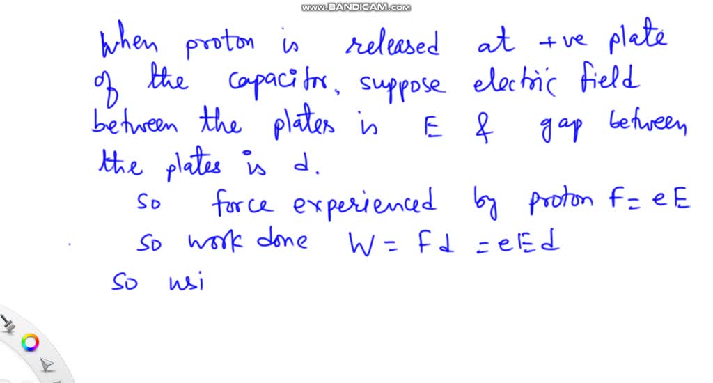SOLVED:A proton is released from rest at the positive plate of a parallel-plate capacitor. It ...