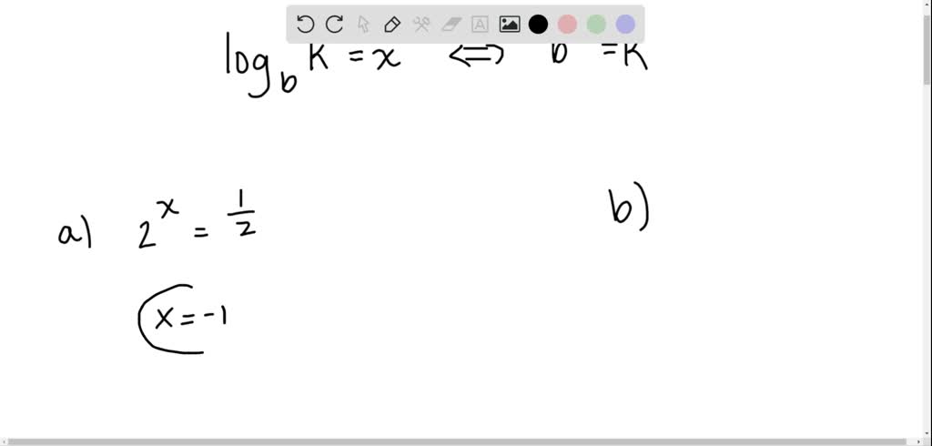 SOLVED: Logarithmic Equations Use the definition of the logarithmic function to find x. (a) log2 ...