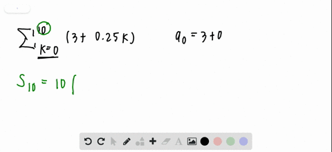 SOLVED:A partial sum of an arithmetic sequence is given. Find the sum. ∑k=0^10(3+0.25 k)