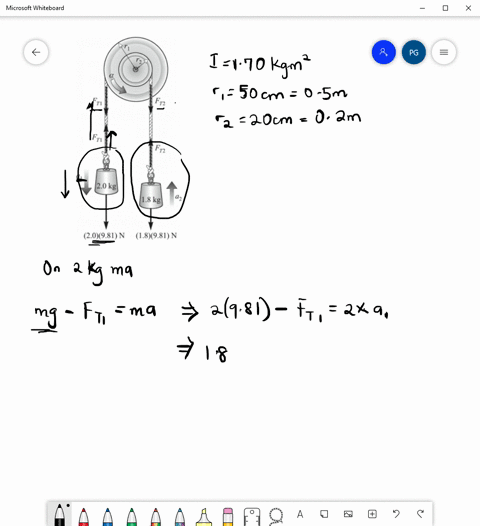 SOLVED:The moment of inertia of the frictionless pulley system illustrated in Fig. 10-4 is I=1. ...