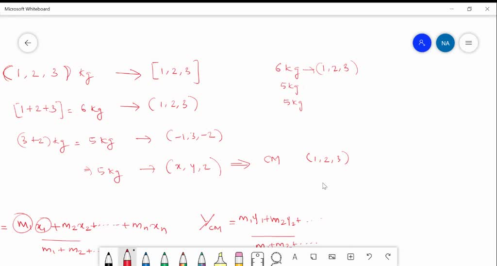 SOLVED:Centre of mass of three particles of masses 1 kg, 2 kg and 3 kg lies at the point (1,2,3 ...