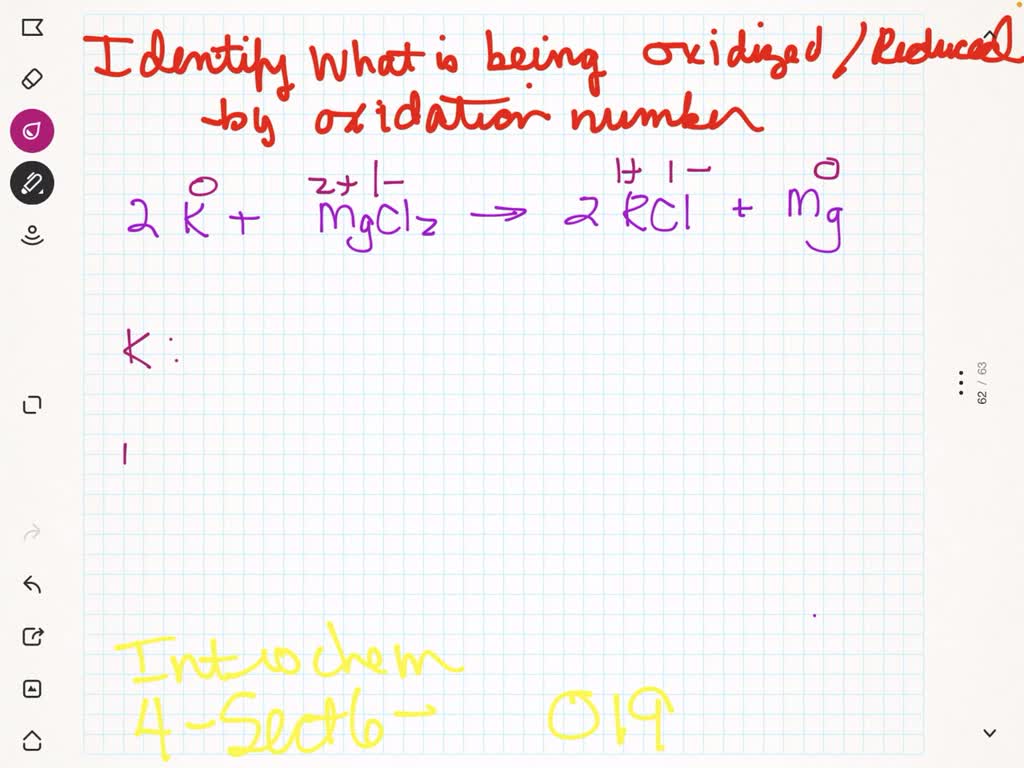 SOLVED:Identify what is being oxidized and reduced in this redox ...