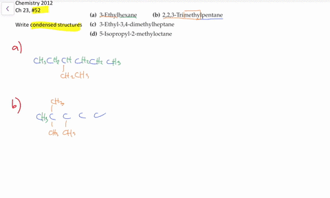SOLVED:Write condensed structures for each of the following compounds ...