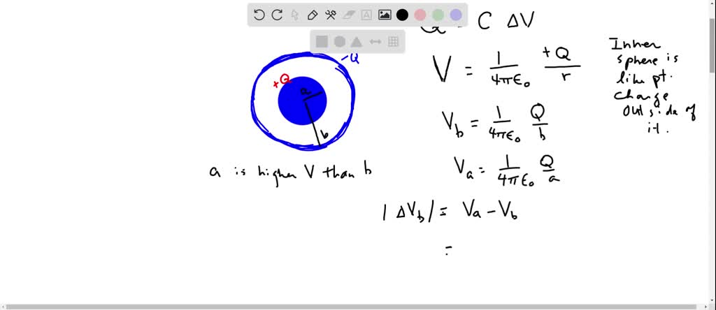 A battery maintains the potential difference V between the spheres of a ...