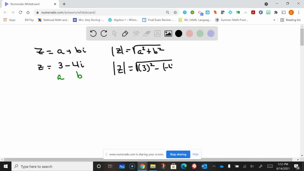 SOLVED:The absolute value of a complex number z=a+b i is defined as |z ...