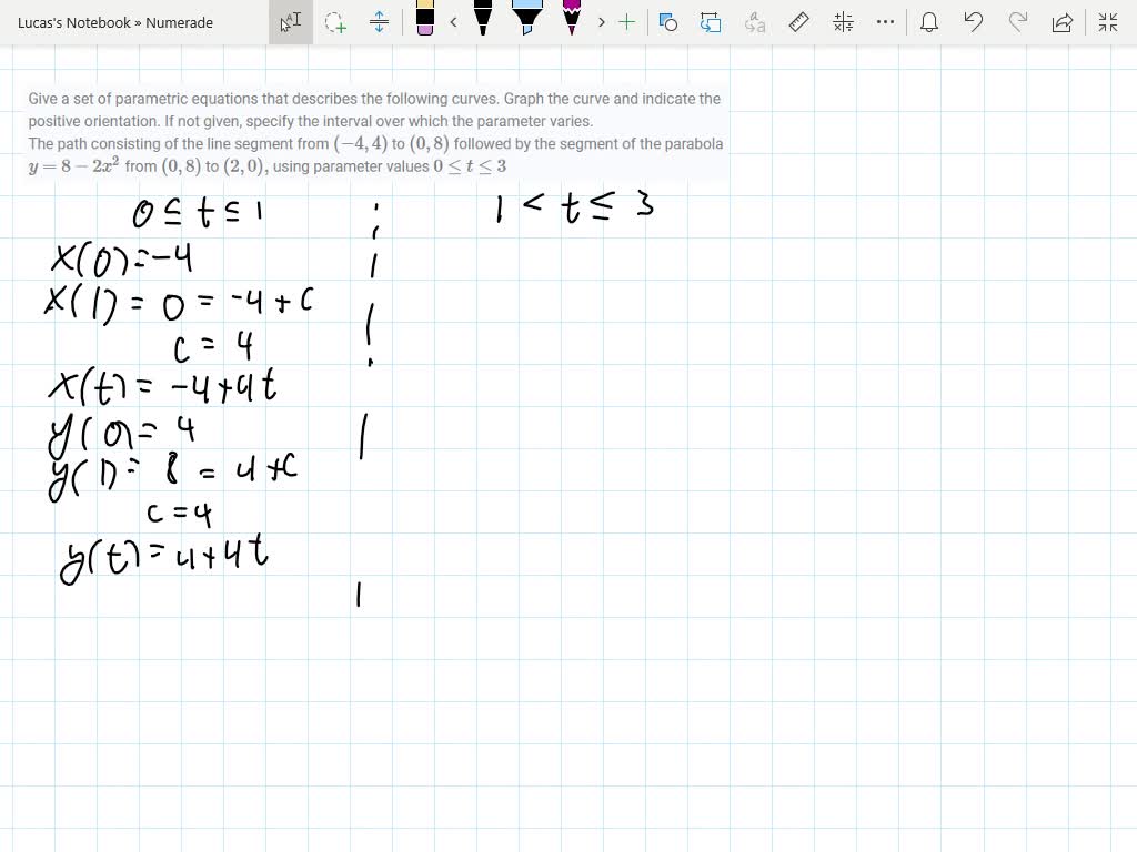 SOLVED:Give a set of parametric equations that describes the following ...