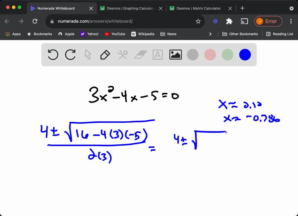 SOLVED Solve 3 X 2 4 X 5 0