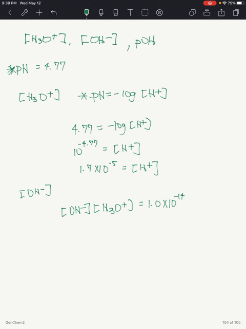 SOLVED:(a) What are [H3 O^+],[OH^-], and pOH in a solution with a pH of 4.77 ? (b) What are [H3 ...