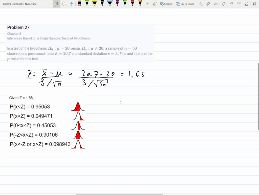 SOLVED:In a test of the hypothesis H0: μ=50 versus Ha: μ>50, a sample ...
