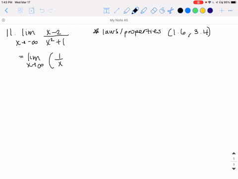SOLVED:9-32 Find the limit or show that it does not exist. limx →-∞ (x-2)/(x^2+1)