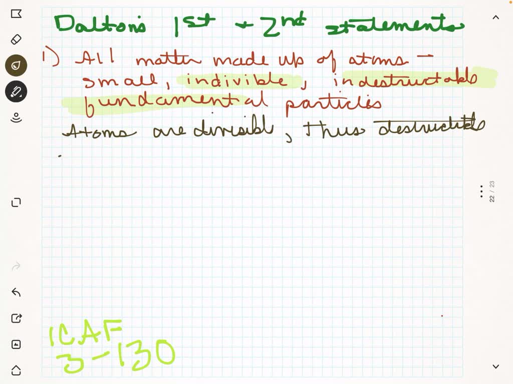 SOLVED:Explain why the first and second statements of Dalton's atomic ...