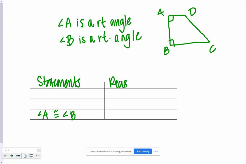 SOLVED:Use the two-column form of proof. Given: ∠A is a right angle. ∠B ...