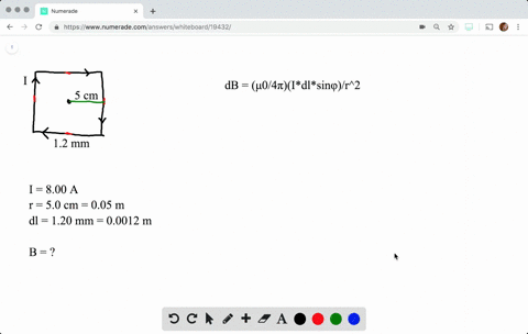 SOLVED: A square wire loop 10.0 cm on each side carries a clockwise current of 8.00 A. Find the ...