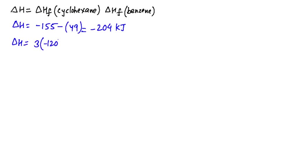 The standard molar enthalpies of formation of cyclohexane (l) and ...