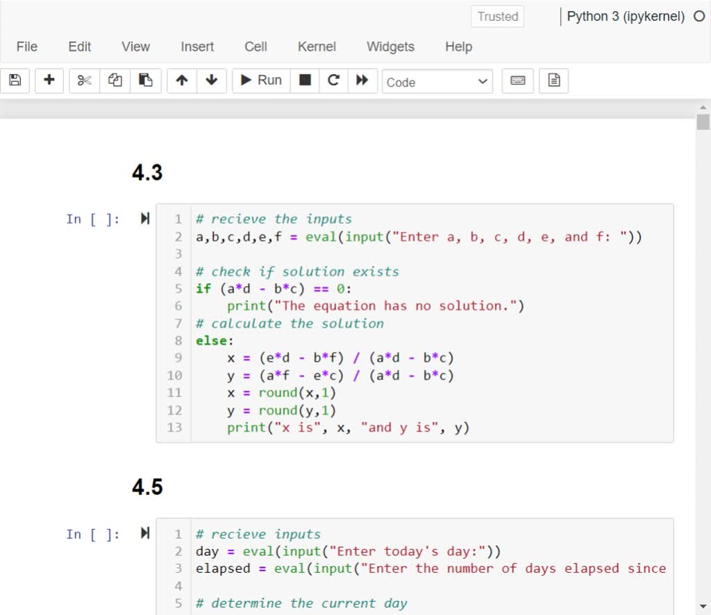 SOLVED: (Algebra: solve 2 ×2 linear equations) You can use Cramer's ...