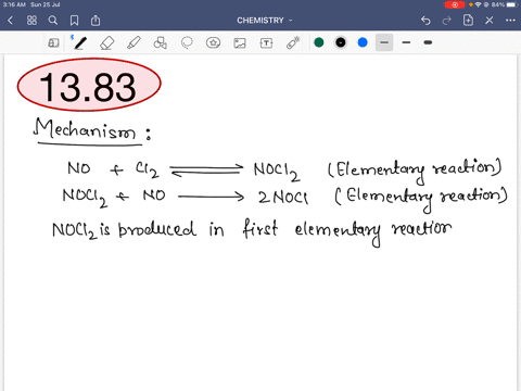 SOLVED:Nitrogen monoxide, NO, is believed to react with chlorine ...
