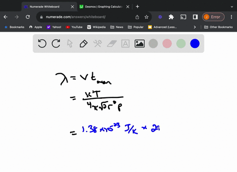 SOLVED:Calculate the mean free path of air molecules at 7.00 ×10^-13 ...