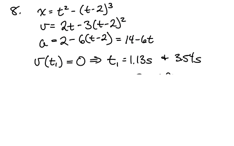 SOLVED:The motion of a particle is defined by the relation x=t^2-(t-2)^3, where x and t are ...