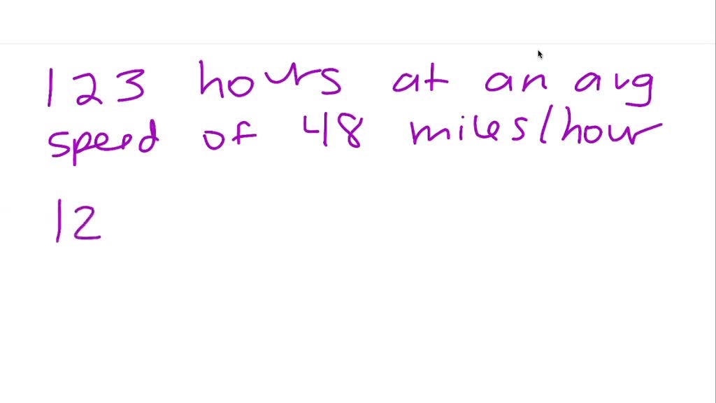 SOLVED:A bus traveled for 123 hours at an average speed of 48 miles per ...