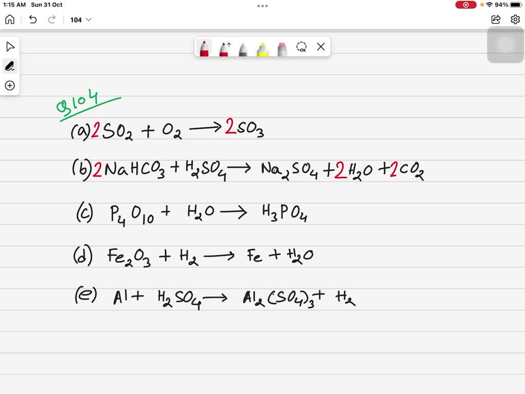 SOLVED:Balance the following equations. (a) SO2+O2 SO3 (b) NaHCO3+H2 ...