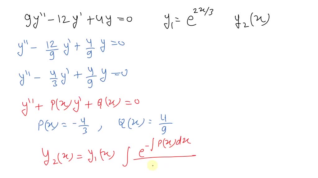 SOLVED:The indicated function y1(x) is a solution of the given ...