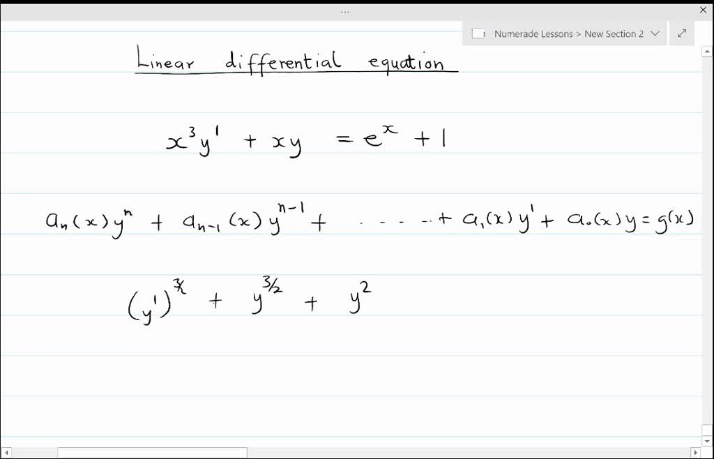 SOLVED:Determining Whether a Differential Equation Is Linear In ...