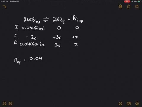 ⏩SOLVED:A sample of gaseous nitrosyl bromide (NOBr) was placed in a ...