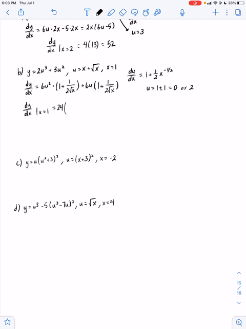 Solved Use The Chain Rule To Differentiate A Y 2 X 1 {10} B Y
