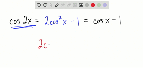 SOLVED:Solve each equation over the interval [0,2 π) cosx-1=cos2 x
